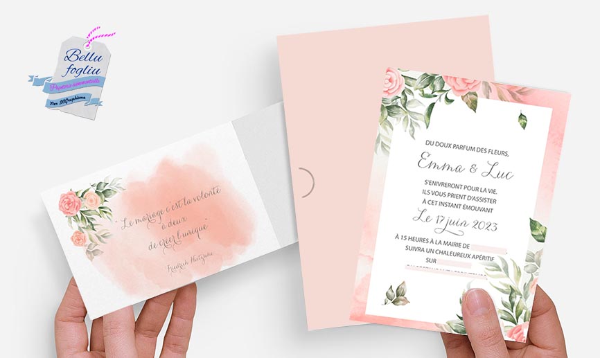 Faire-part de mariage modèle Emma - Bellu fogliu per SCGraphisme